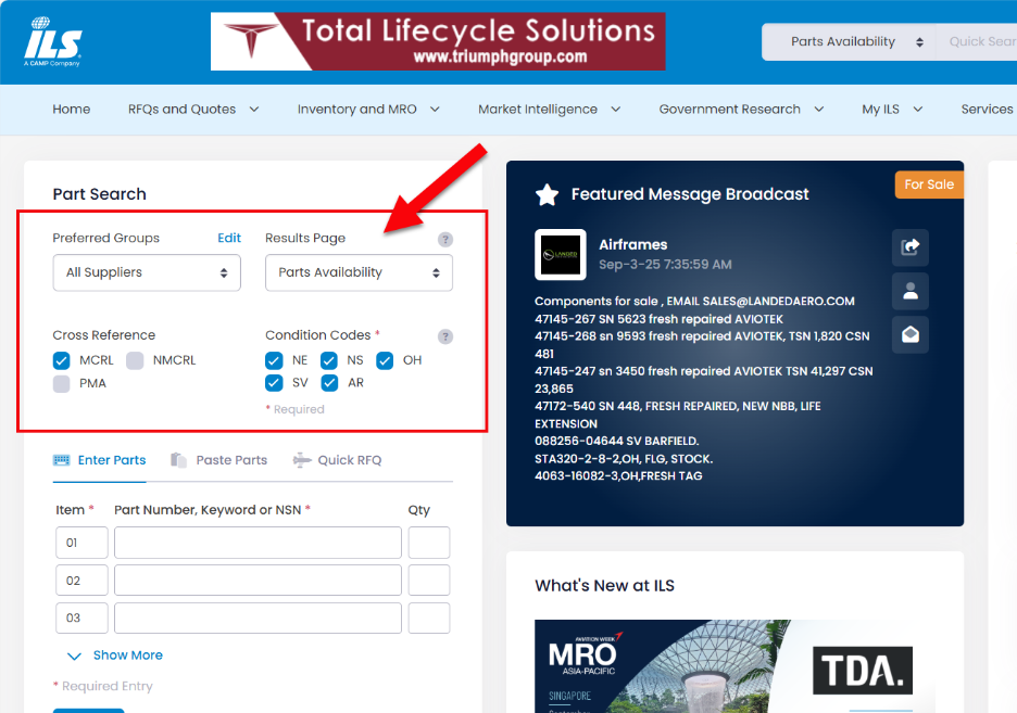 Searching for Parts and Services – Inventory Locator Service