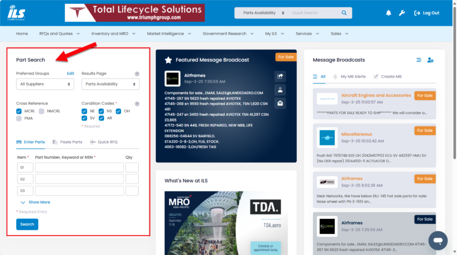 Searching for Parts and Services – Inventory Locator Service