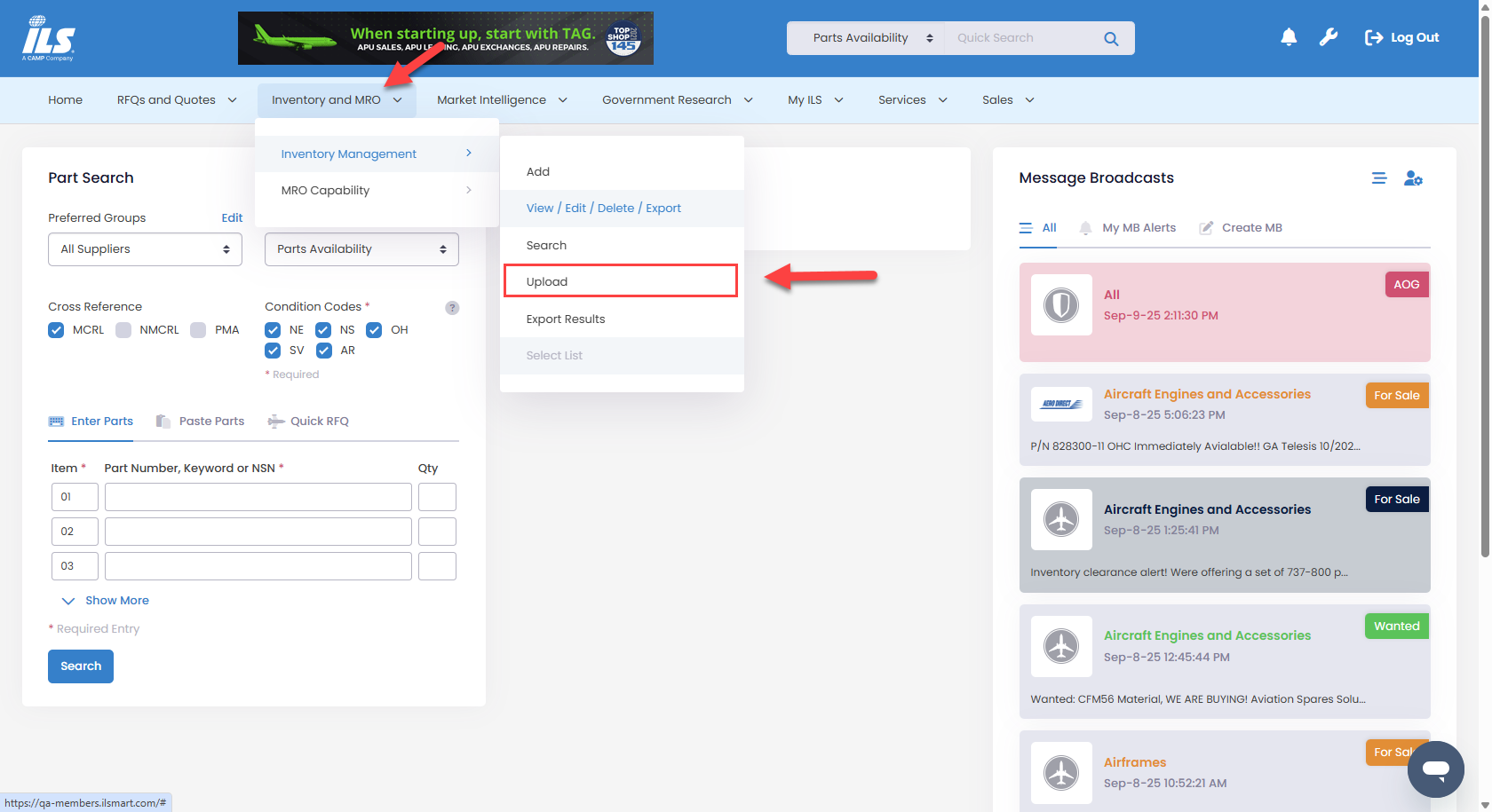 How to Upload Inventory and MRO (Legacy) – Inventory Locator Service